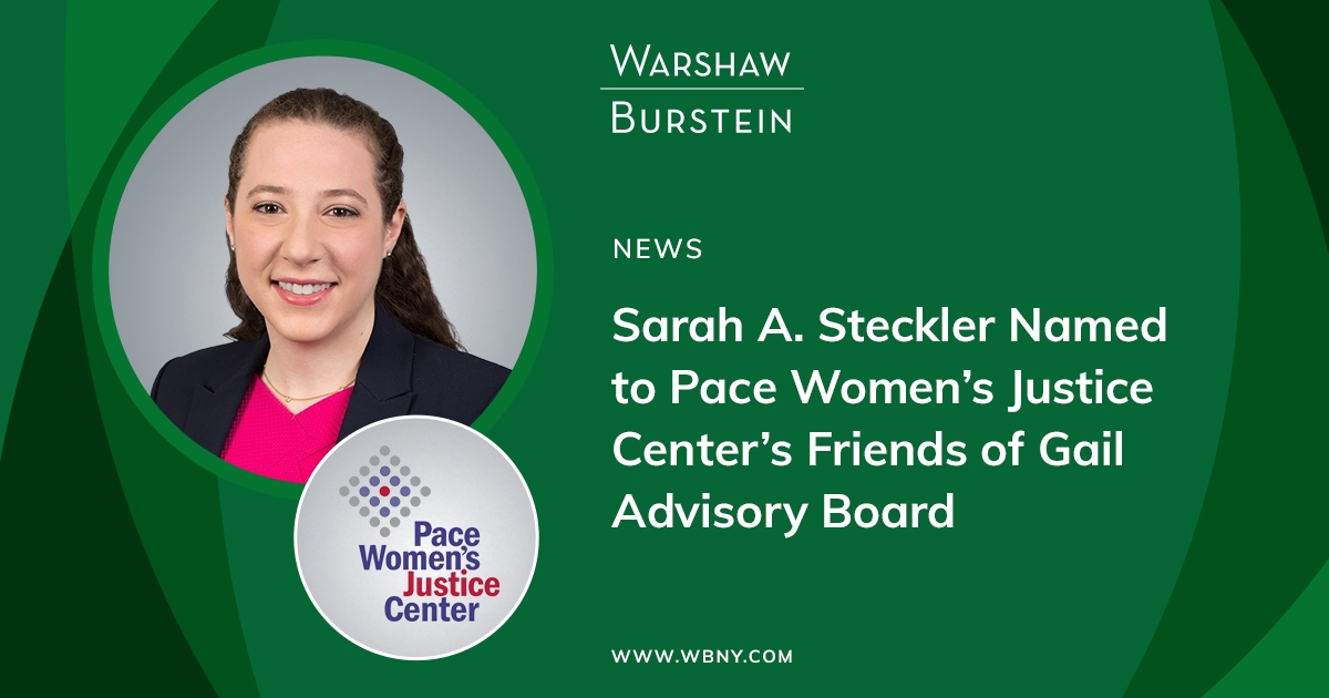Warshaw Burstein LLP | Sarah A. Steckler Named to Pace Women’s Justice ...