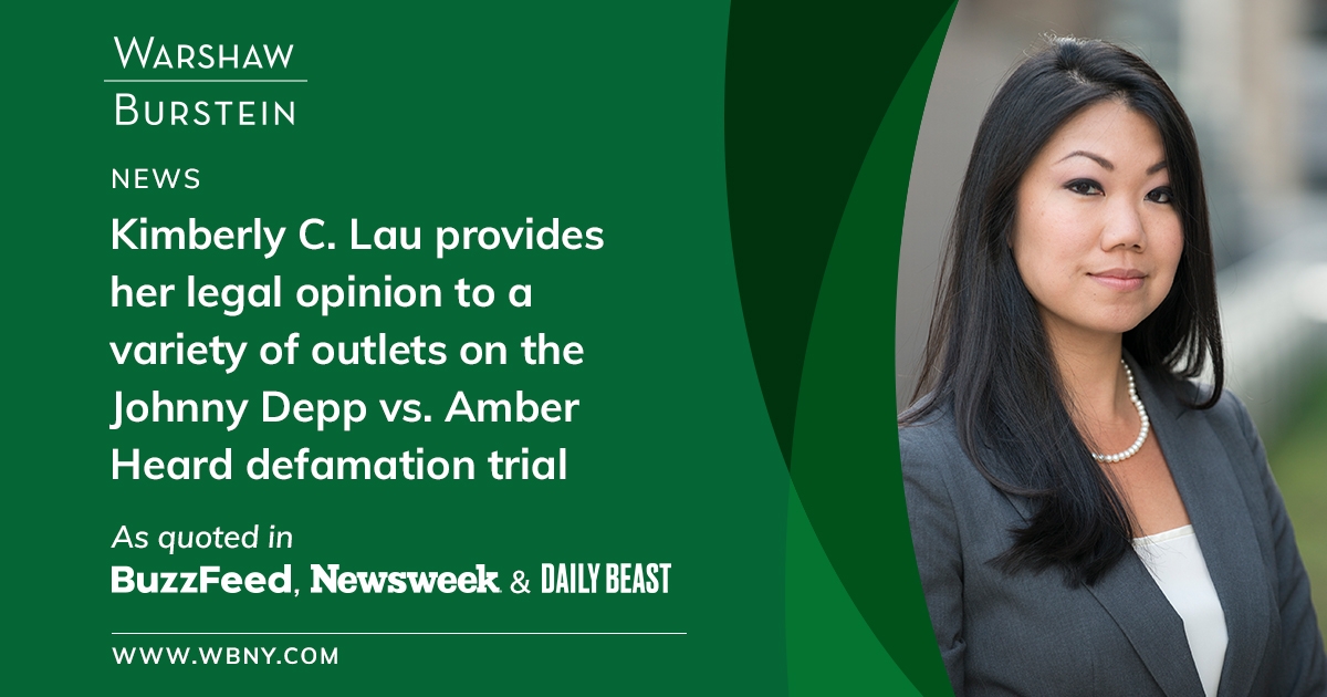 Warshaw Burstein LLP | Kimberly Lau recently quoted regarding the ...