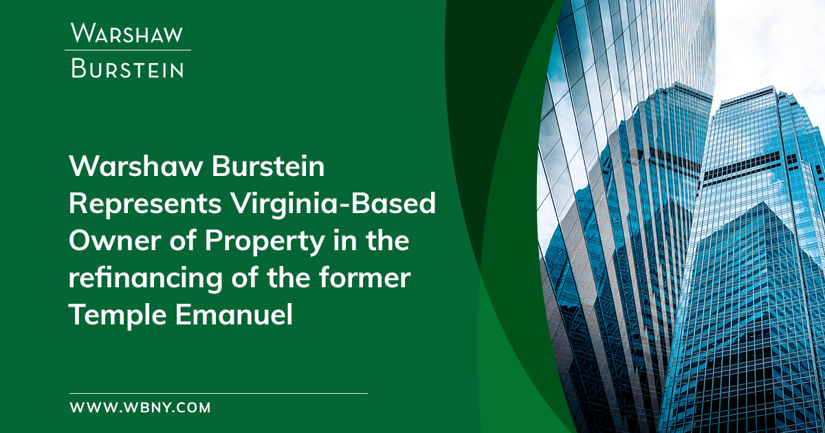 Warshaw Burstein LLP | Warshaw Burstein Represents Virginia-Based Owner ... Warshaw Burstein LLP | Warshaw Burstein Represents Virginia-Based Owner ...