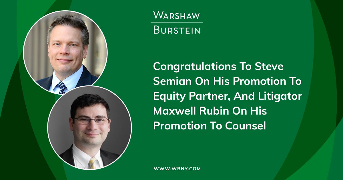 Warshaw Burstein LLP | Warshaw Burstein Promotes Corporate Attorney ...