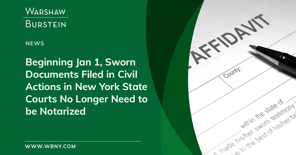 Warshaw Burstein LLP | Sworn Documents Filed in Civil Actions in New ...