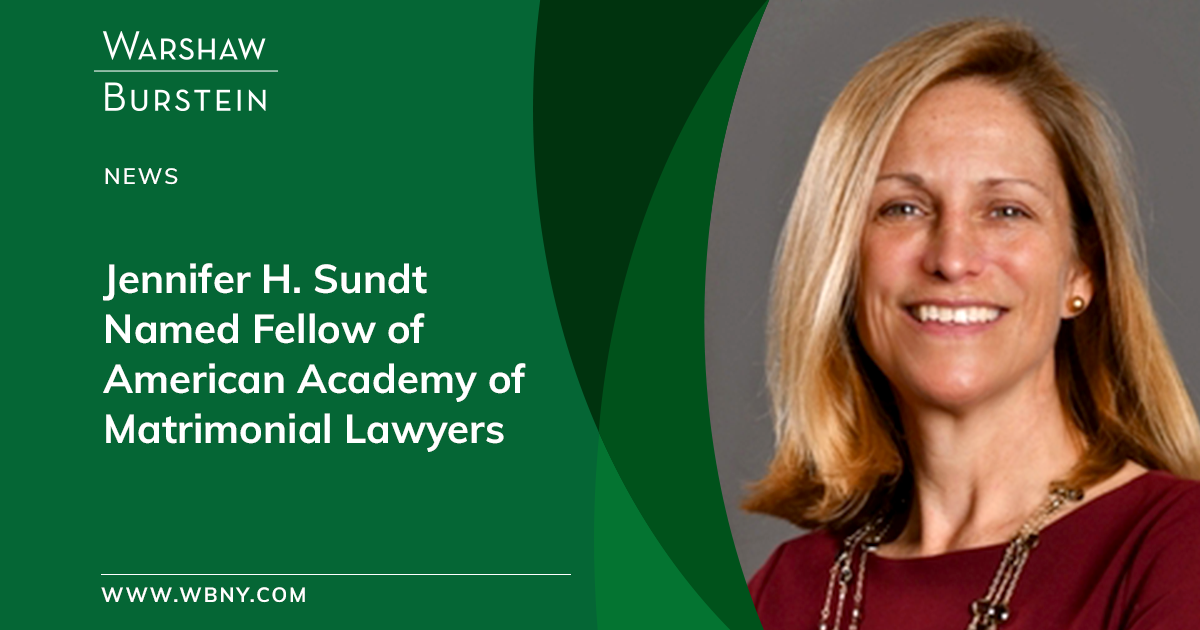 Warshaw Burstein LLP | Jennifer H. Sundt Named Fellow of American ...