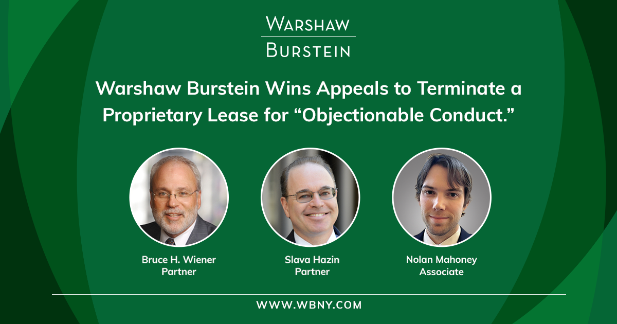 Warshaw Burstein LLP | Warshaw Burstein Wins Appeals to Terminate a ...