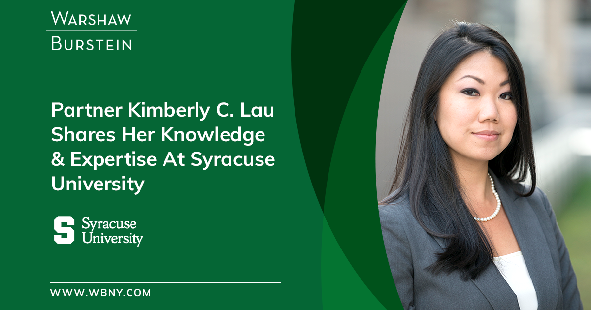 Warshaw Burstein LLP | Partner Kimberly C. Lau Guest Lectured at ...